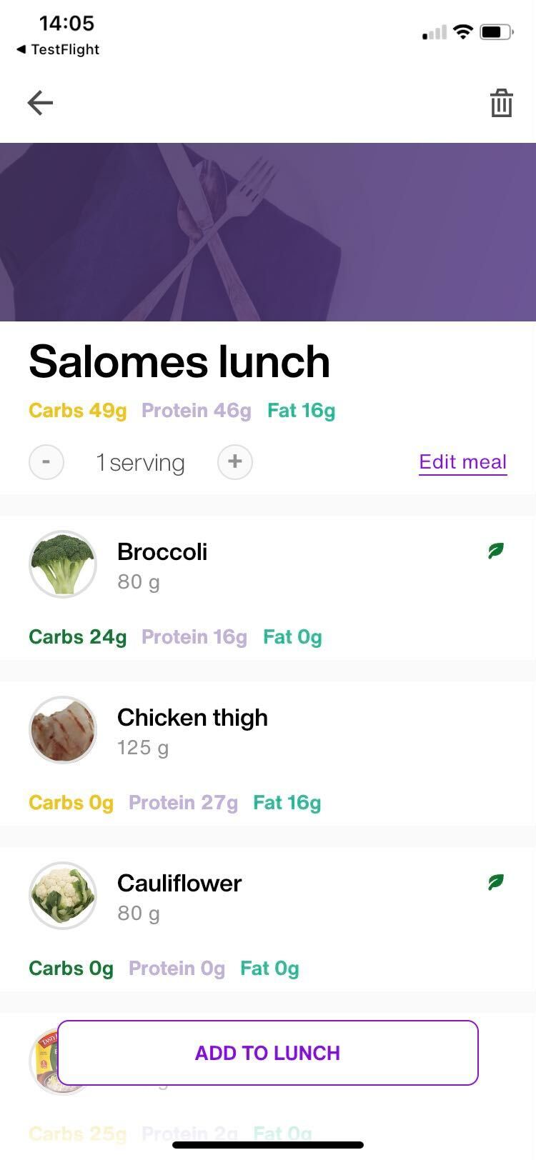 Logging food with Lumen - the food log